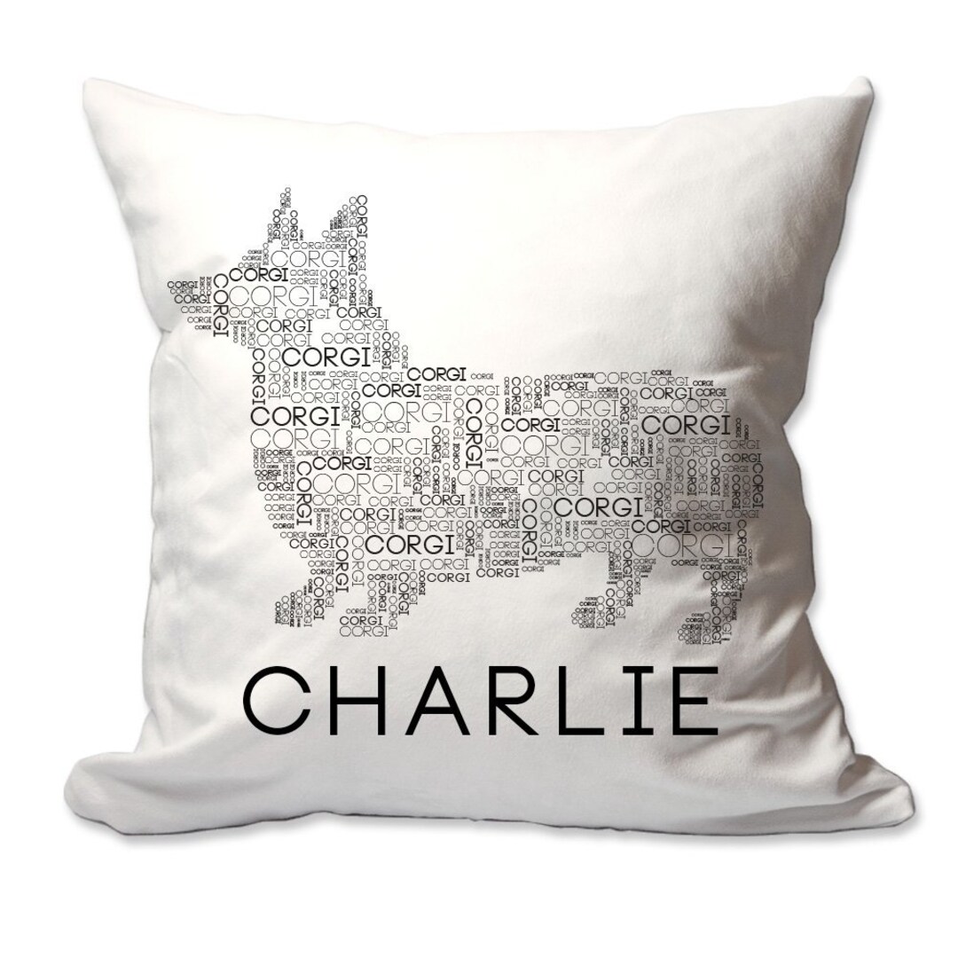 Personalized Corgi Dog Breed Word Silhouette Throw Pillow 17 X 17 Cover ...