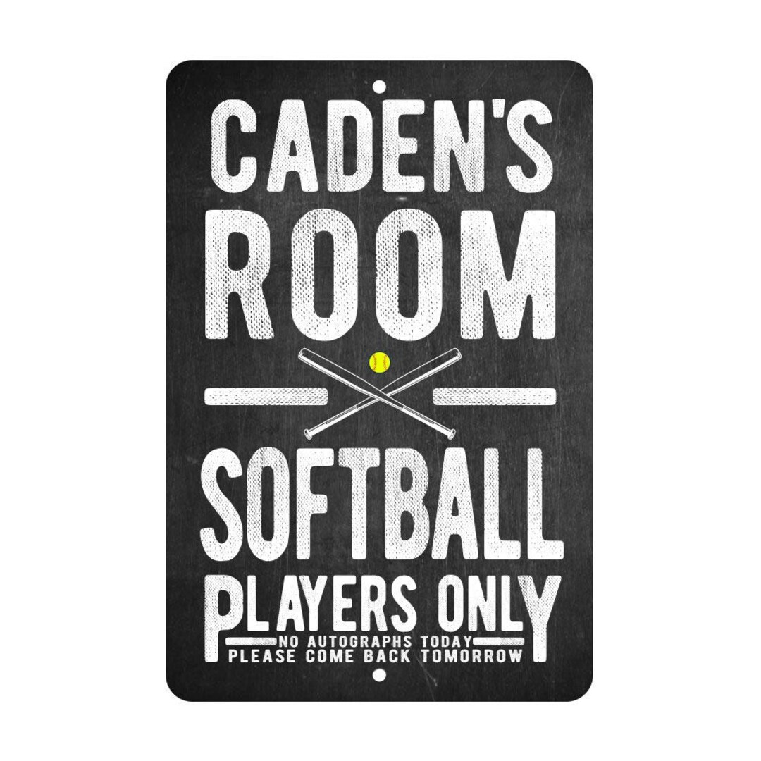 Personalized Softball Players Only - No Autographs Metal Room Sign ...