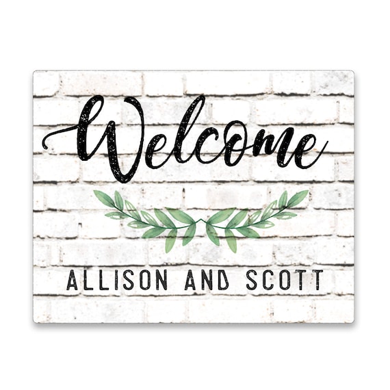 Personalized Welcome White Brick Look Wall Art 11 X 14 - Etsy