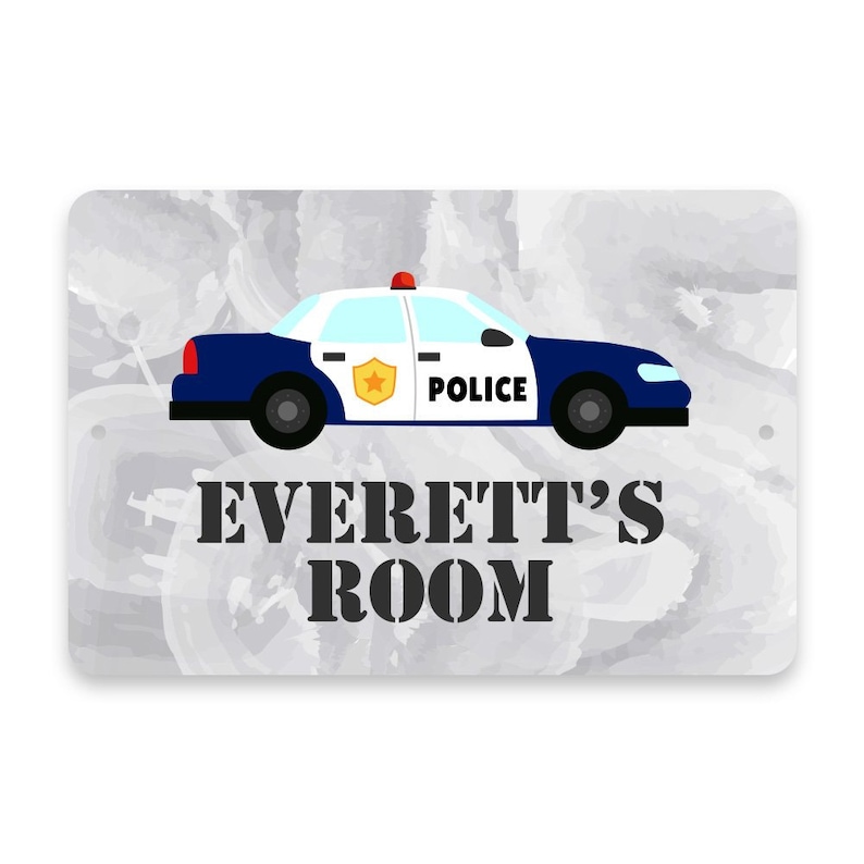 Personalized Police Car Metal Room Sign - Metal Sign - Aluminum Sign ...