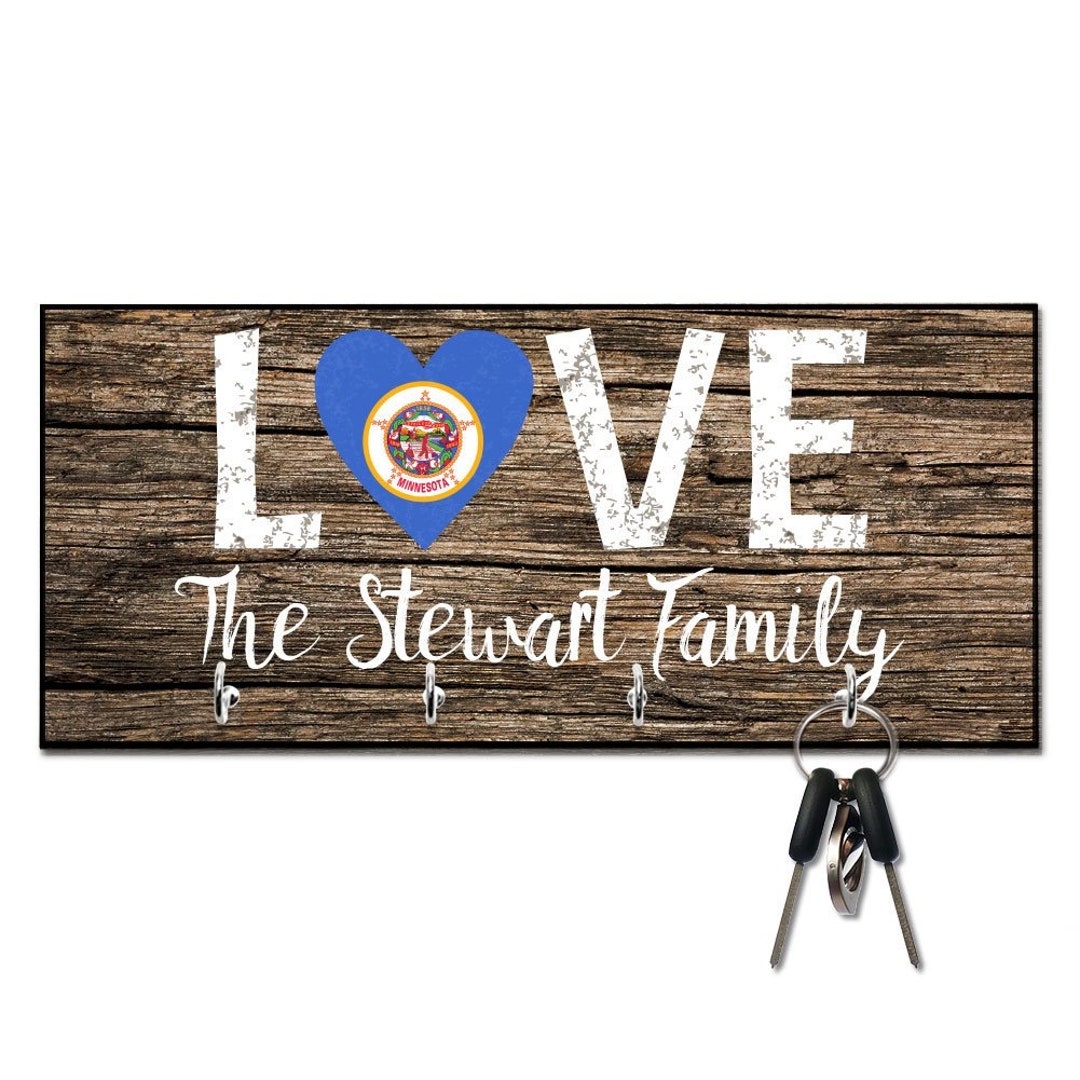 Personalized Love Minnesota State Flag Key Hanger - Wall Mount Key ...
