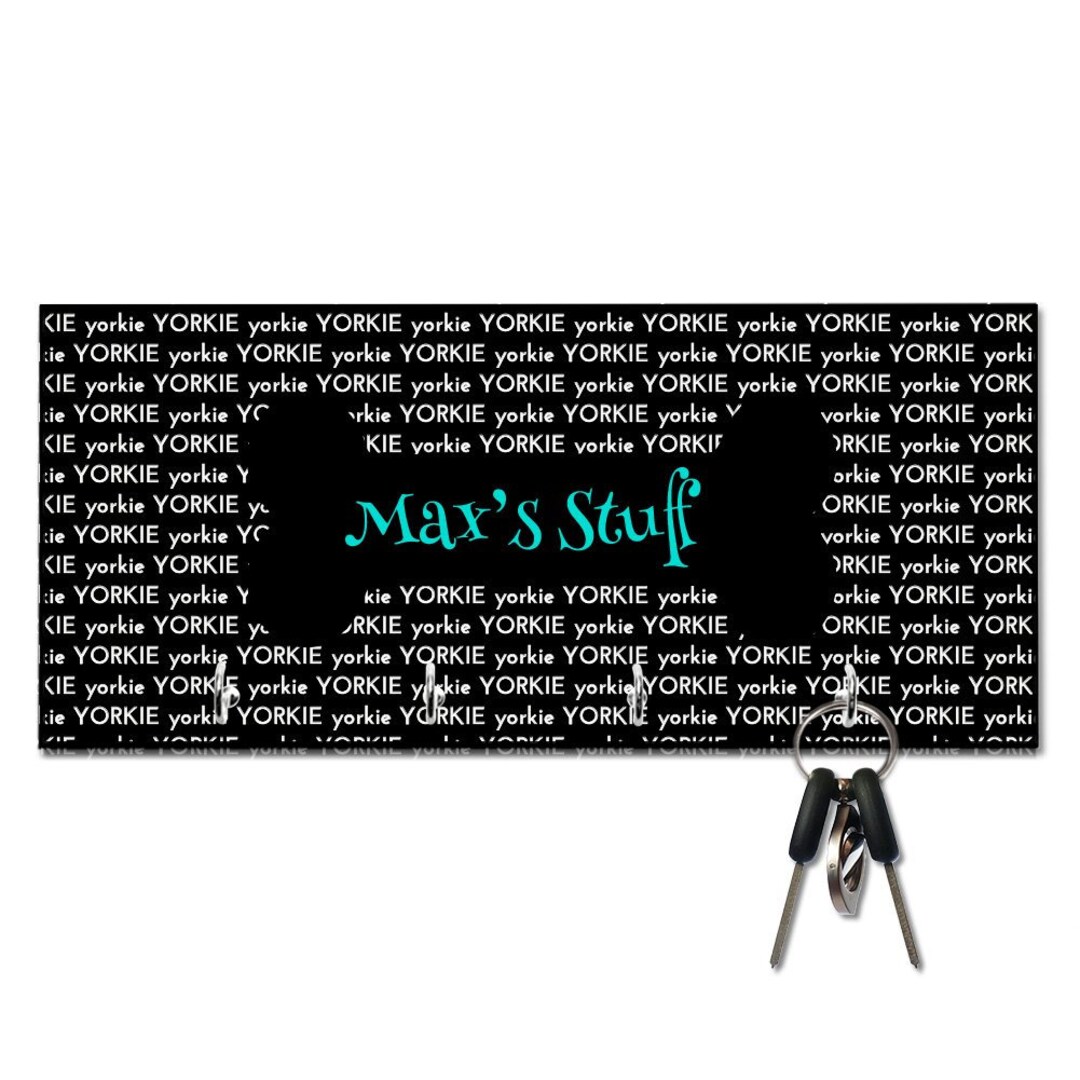 Personalized Yorkie Key and Leash Hanger Wall Mount Key Holder Custom ...