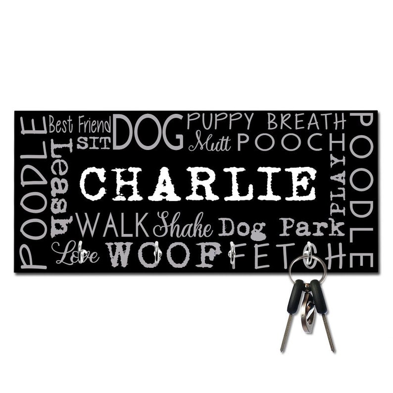 Personalized Poodle Word Collage Key and Leash Hanger Wall - Etsy
