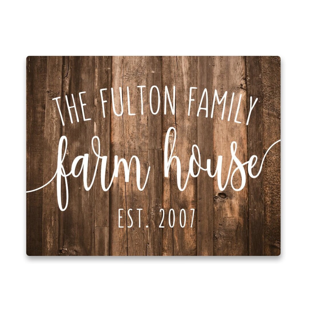 Personalized Farm House Rustic Wood Look Aluminum Metal Wall Decal ...