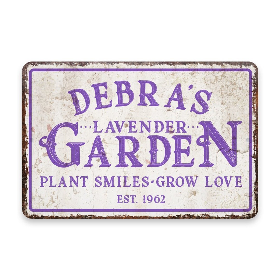 Personalized Vintage Distressed Look Lavender Garden Metal Room Sign ...