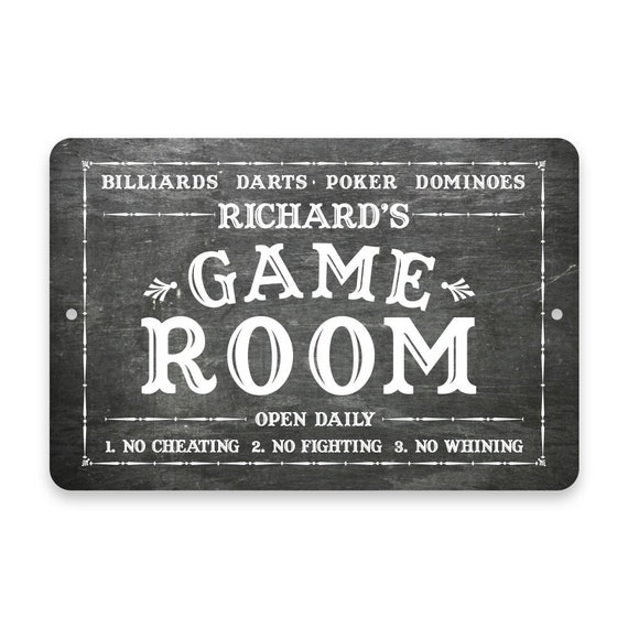 Personalized Chalkboard Look Game Room Metal Room Sign - Etsy