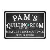 Personalized Quilting Room Chalkboard Look Metal Room Sign Welcome Sign ...