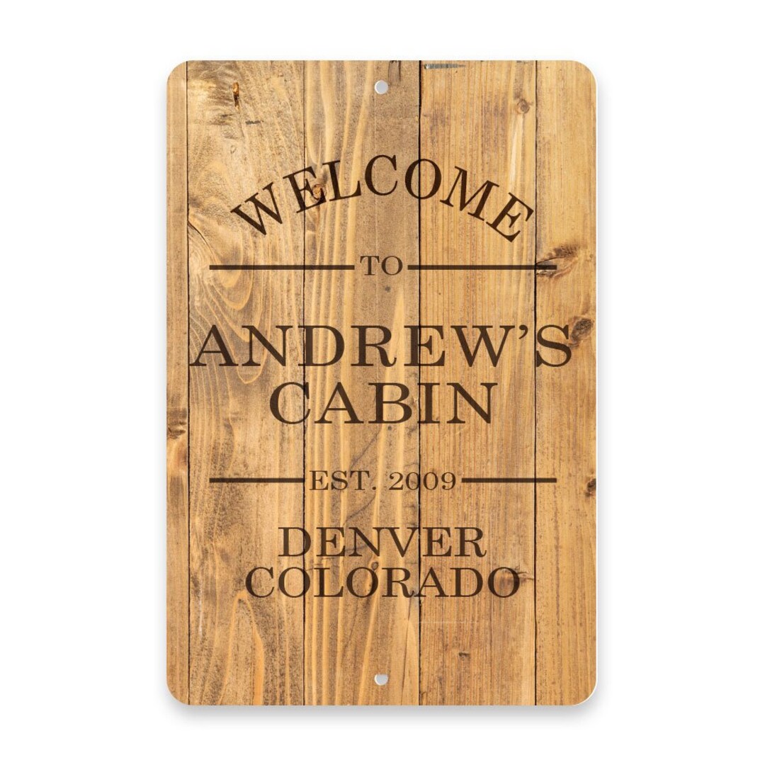 Personalized Rustic Wood Plank Welcome to the Cabin Metal Room Sign ...
