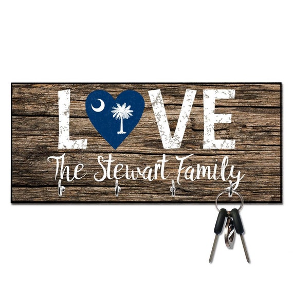 Personalized Love South Carolina State Flag Key Hanger Wall - Etsy