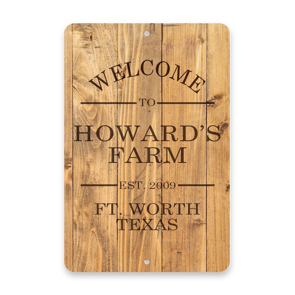 Personalized Rustic Wood Plank Welcome to the Farm Metal Room Sign ...