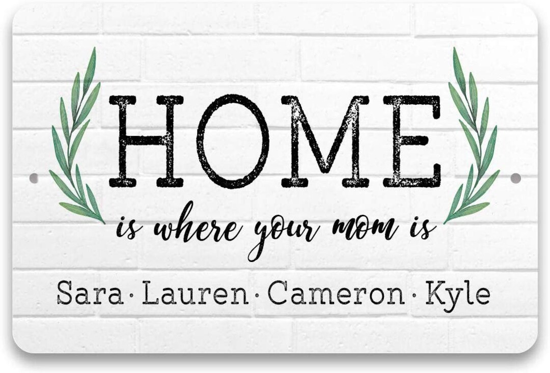 Personalized Home is Where Your Mom is 8 X 12 Metal Sign - Welcome Sign ...