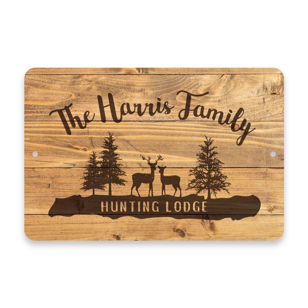 Personalized Rustic Wood Plank Hunting Lodge Metal Room Sign - Etsy