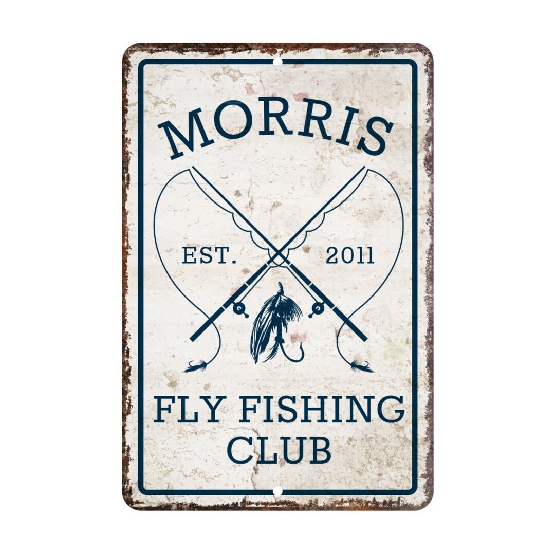 Personalized Vintage Distressed Look Fly Fishing Club Metal Room Sign ...