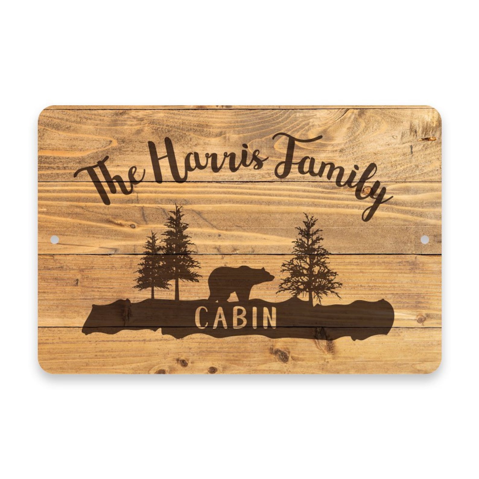 Personalized Rustic Wood Plank Cabin Metal Room Sign - Custom Sign ...