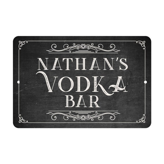 Personalized Chalkboard Look Vodka Bar Metal Room Sign | Etsy