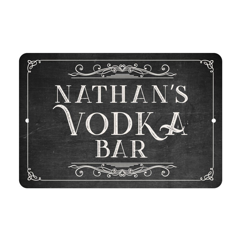 Personalized Chalkboard Look Vodka Bar Metal Room Sign - Welcome Sign ...