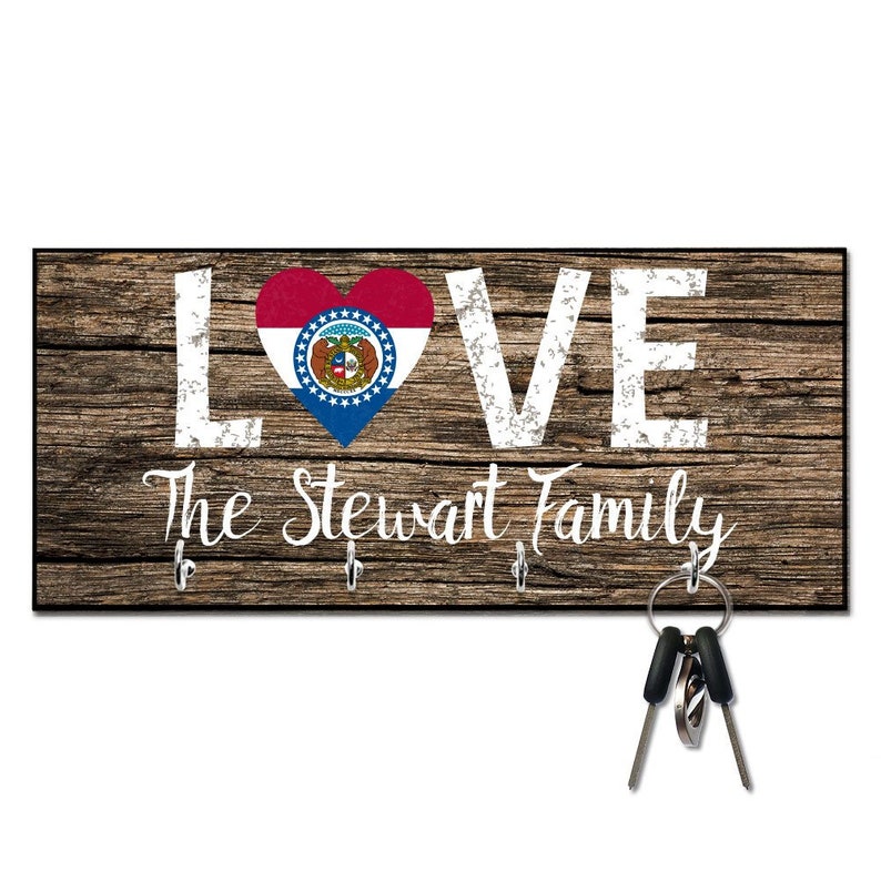 Personalized Love Missouri State Flag Key Hanger Wall Mount - Etsy