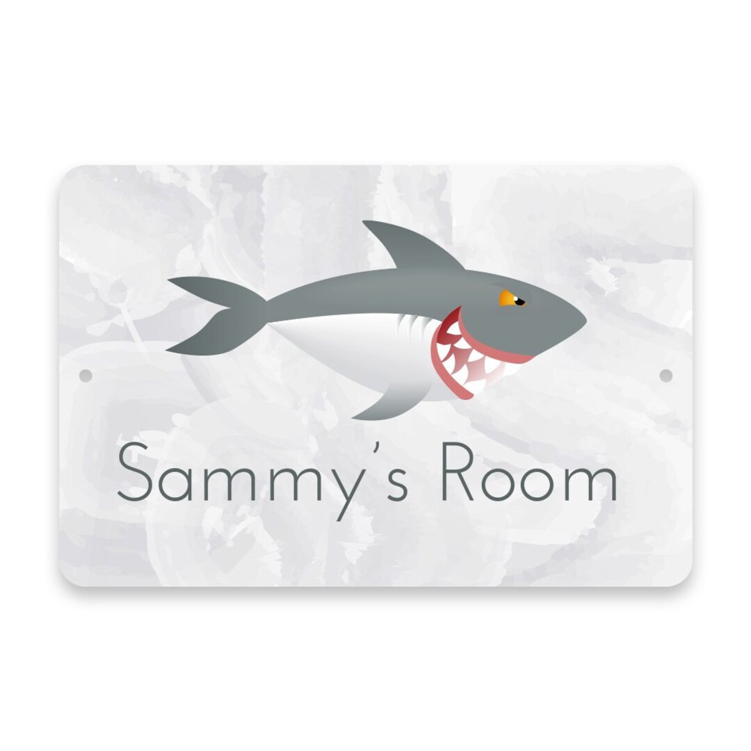 Personalized Shark Metal Room Sign - Metal Sign - Welcome Sign ...