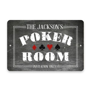 Personalized Chalkboard Look Poker Room Metal Room Sign - Etsy