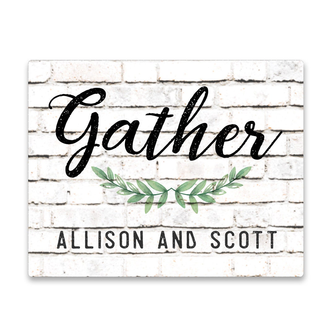Personalized Gather White Brick Look Wall Art - 11 X 14 Aluminum Panel ...