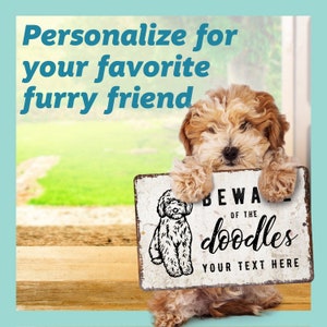 Personalized Beware of Doodle Metal Sign - Etsy