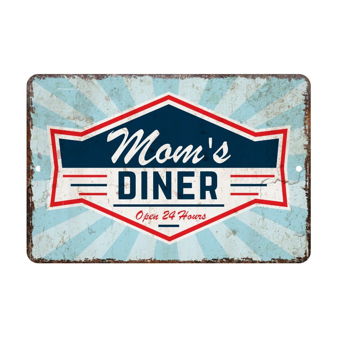 Personalized Vintage Distressed Look Diner Open 24 Hours Metal Room ...