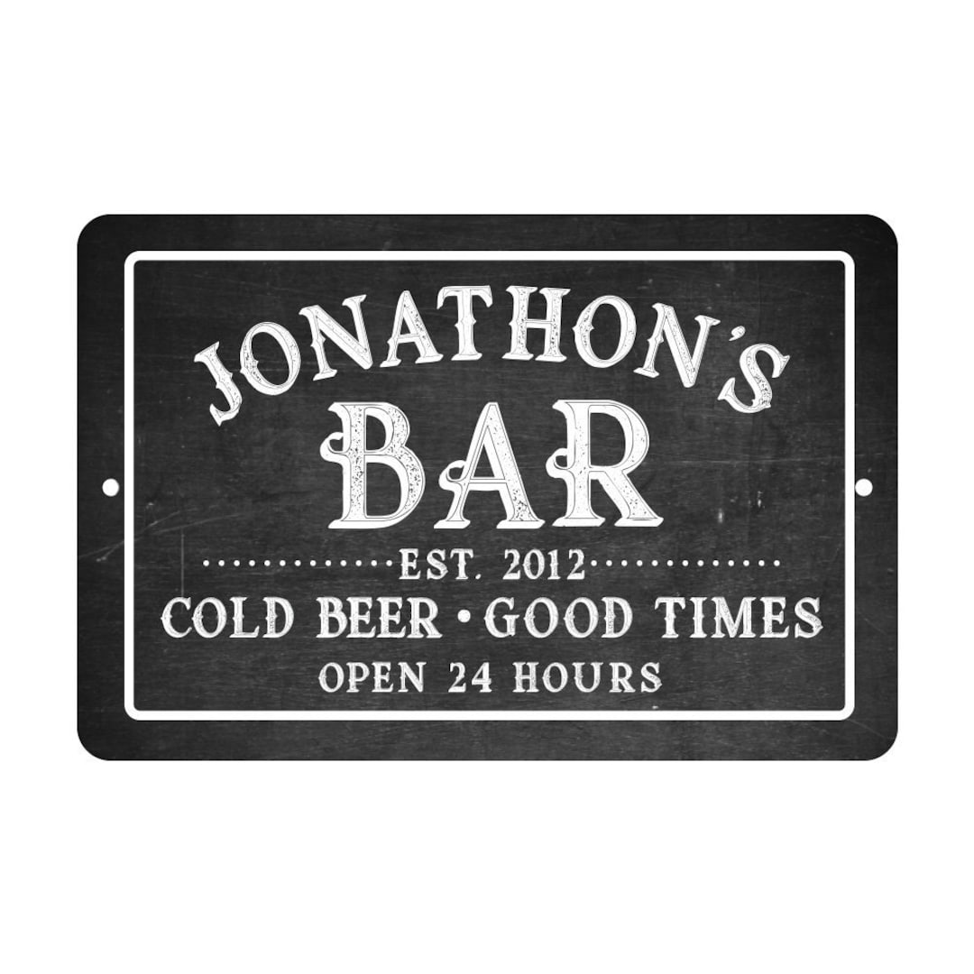 Personalized Chalkboard Look Bar Cold Beer Good Times Metal Room Sign ...
