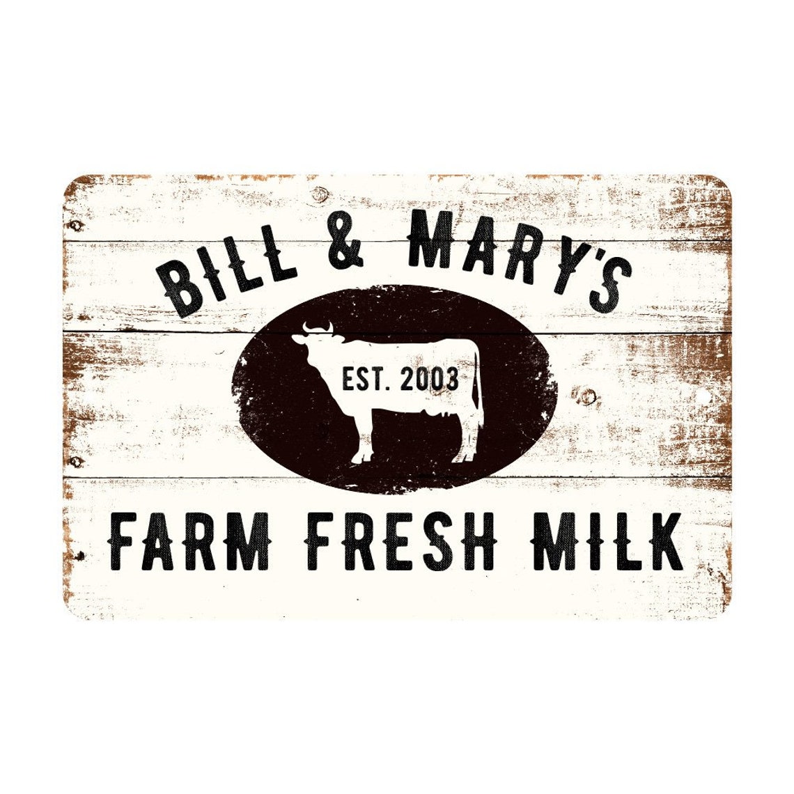 Personalized Farm Fresh Milk Rustic Barnwood Look Metal Sign - Vintage ...