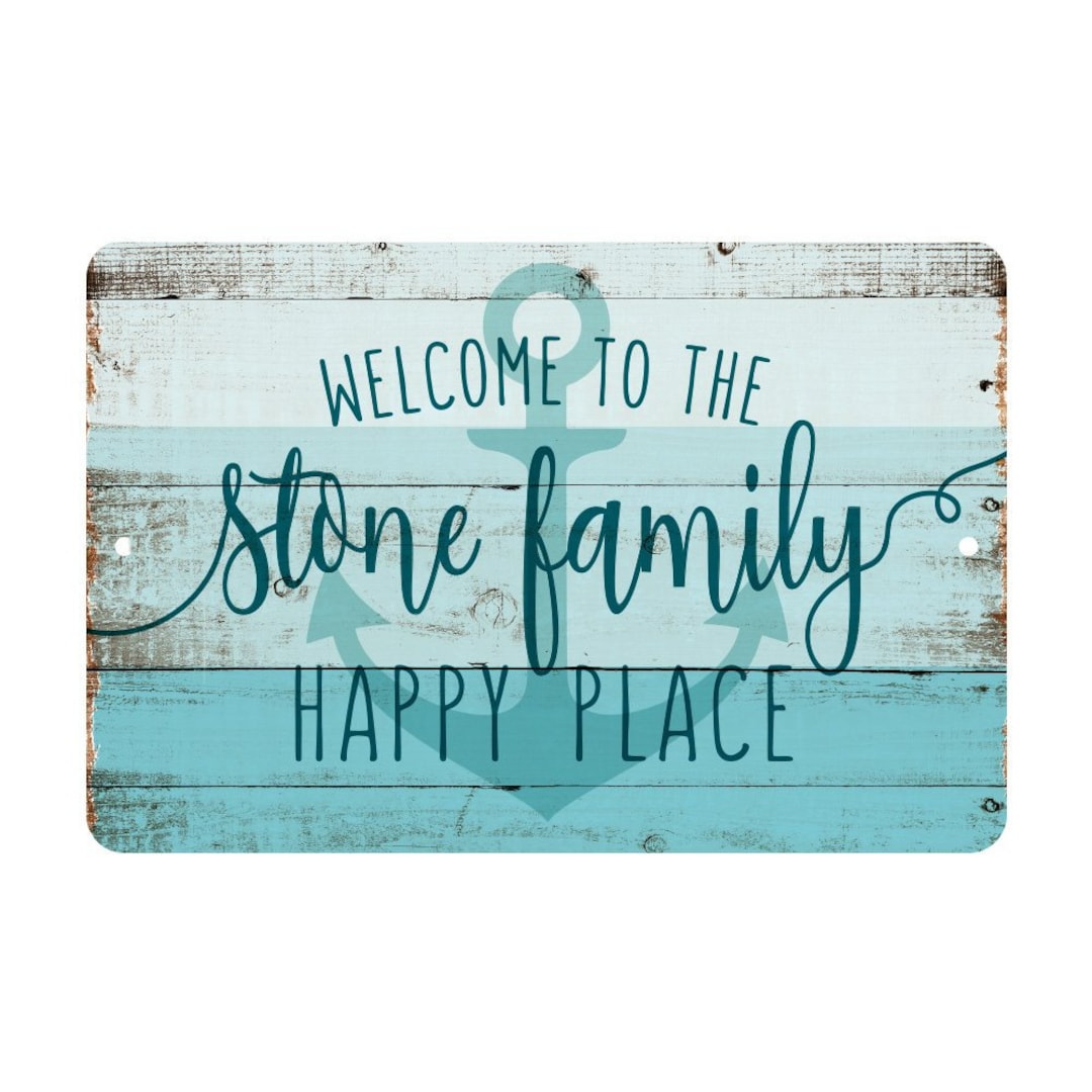Personalized Welcome to the Family Happy Place Rustic Nautical Look ...