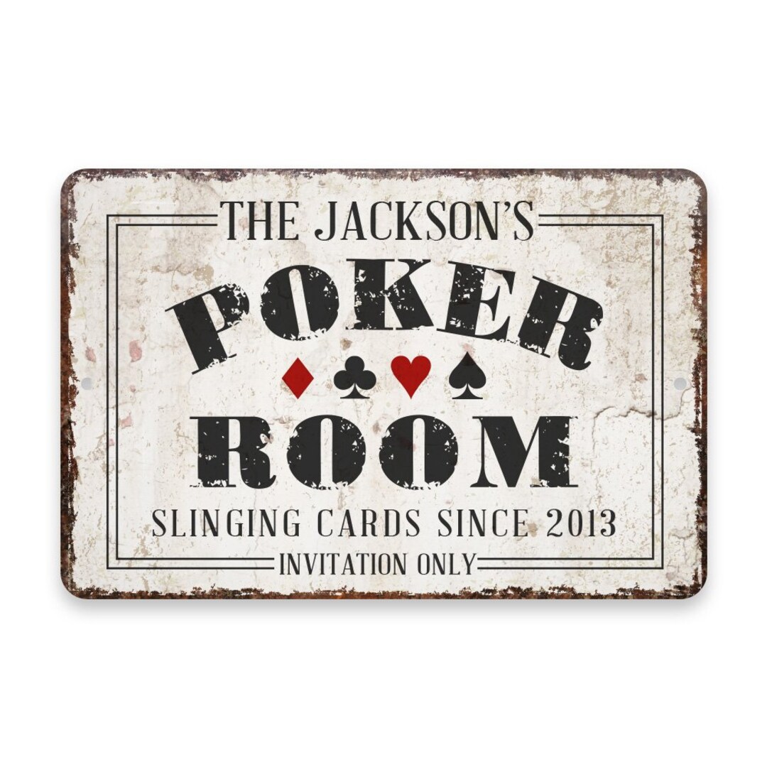 Personalized Vintage Distressed Look Poker Room Metal Room Sign ...