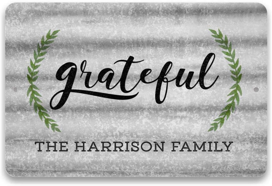 Personalized Metal Look Grateful Sign - Metal 8 X 12 Sign - Welcome ...