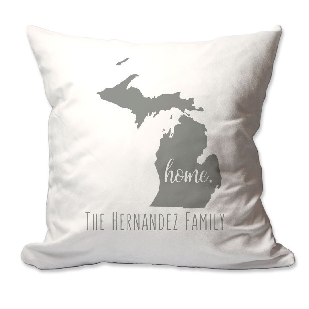 Personalized State of Michigan Home Throw Pillow - Cover Only OR Cover ...