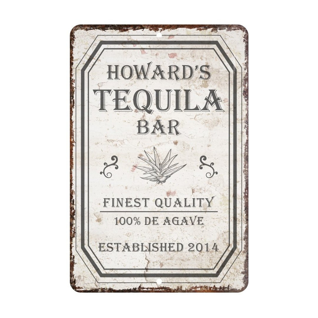 Personalized Vintage Distressed Look Tequila Bar Metal Room Sign ...