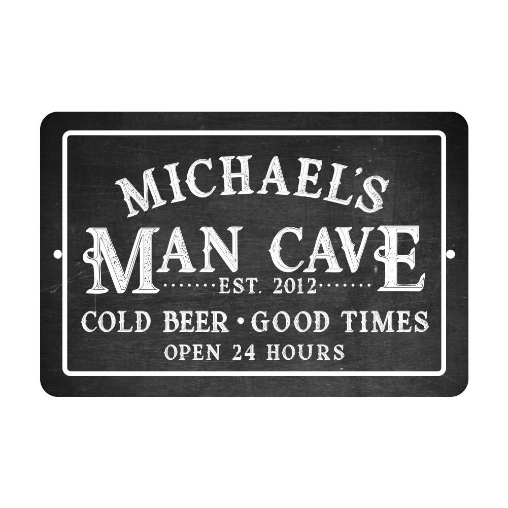 Personalized Chalkboard Look Man Cave Cold Beer Good Times Metal Room ...