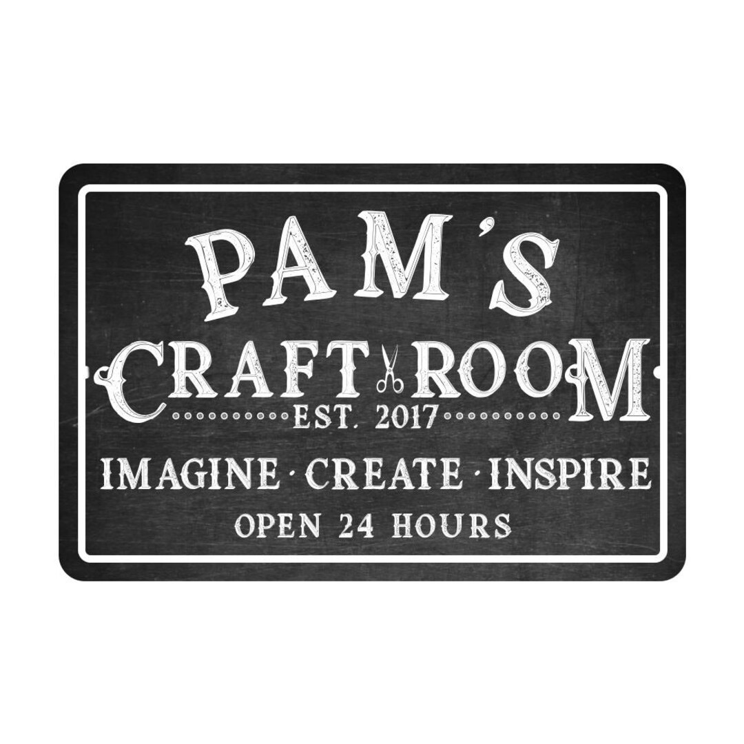 Personalized Craft Room Chalkboard Look Metal Room Sign - Welcome Sign ...