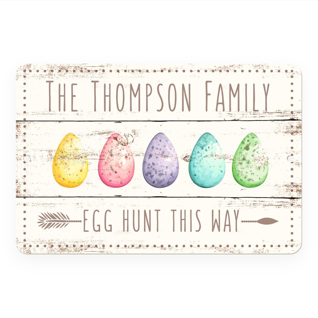 Personalized Easter Egg Hunt This Way Metal Sign - Etsy