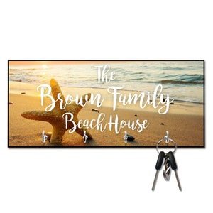 Personalized Beach Sunset Beach House Key Hanger - Wall Mount Key ...