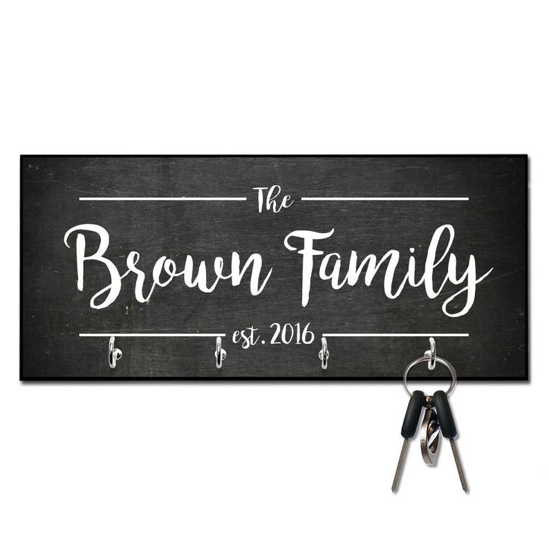 Personalized Chalkboard Look Family Key Hanger Wall Mount - Etsy