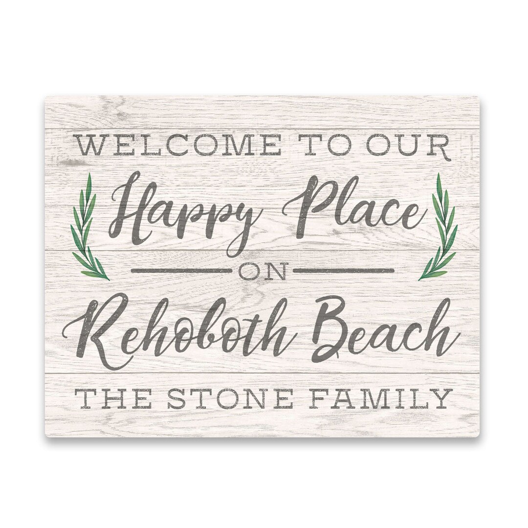 Personalized Welcome to Our Happy Place on Rehoboth Beach Wall Art - 11 ...