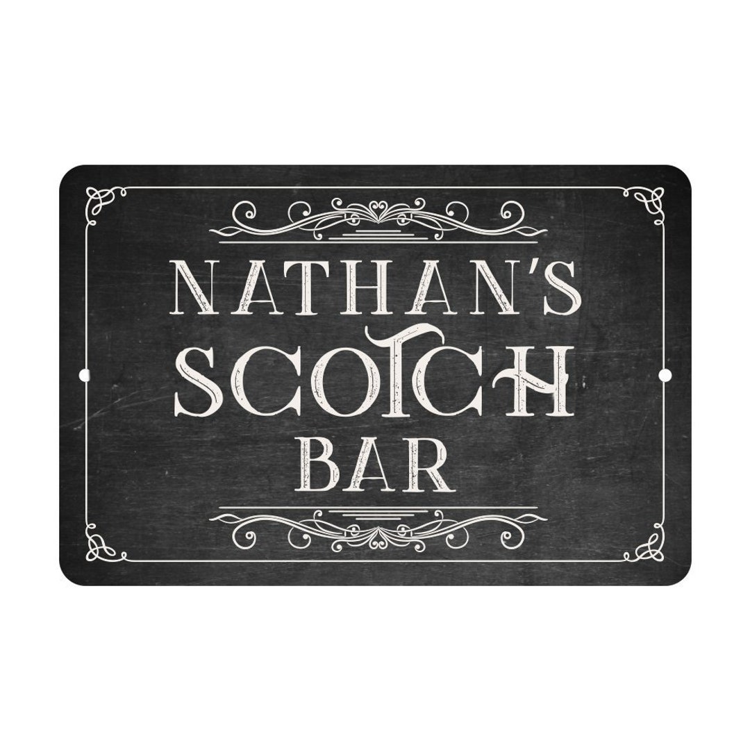 Personalized Chalkboard Look Scotch Bar Metal Room Sign - Welcome Sign ...