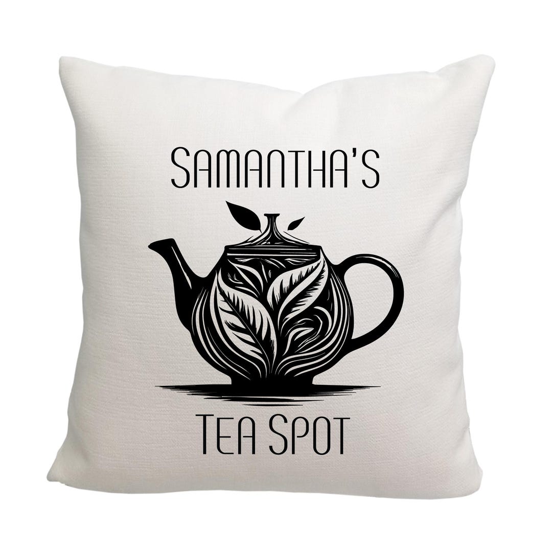Personalized Black and White Tea Potthrow Pillow - Etsy