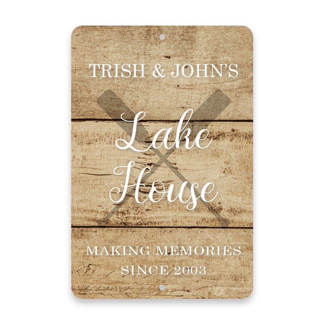 Personalized Rustic Crossed Oar Lake House Metal Room Sign - Welcome ...