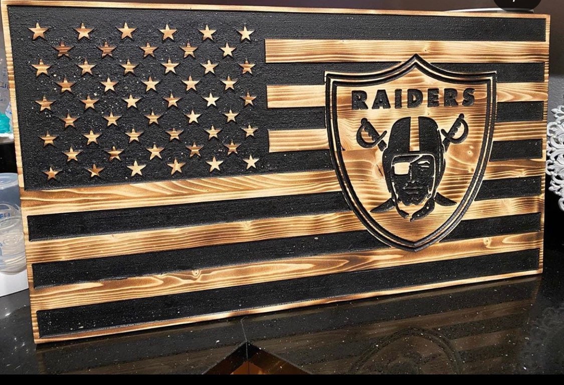 Oakland Las Vegas Raiders Raised Stars American Flag CNC Wood | Etsy