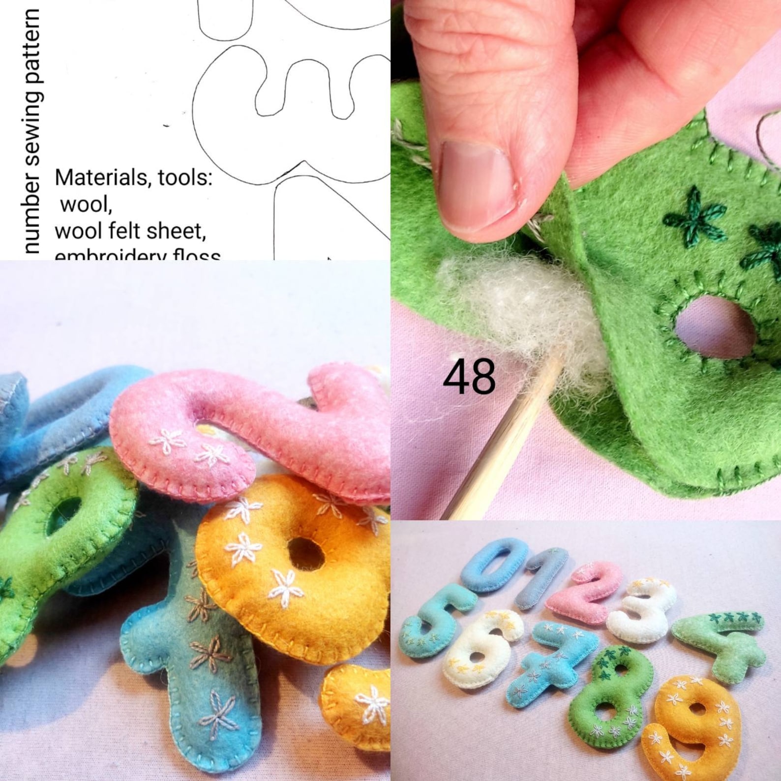 Wool Felt Numbers Sewing Pattern, Felt Numbers Pdf, Education Toys ...
