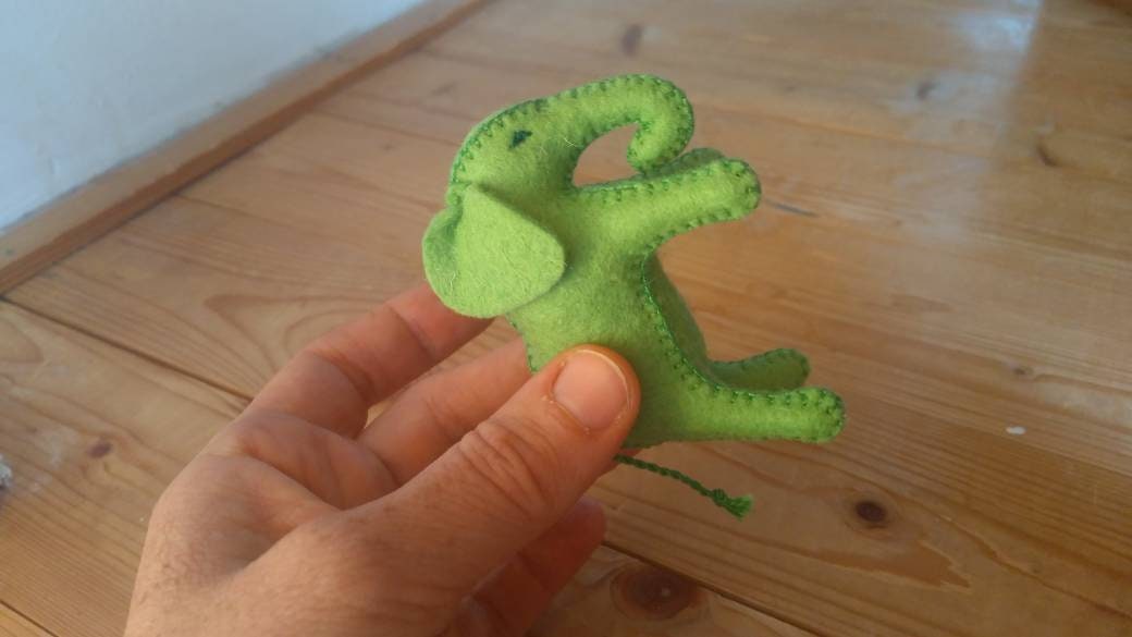 Green Baby Elephant-wool Stuffed Elephant-natural Home Decor-gift for ...