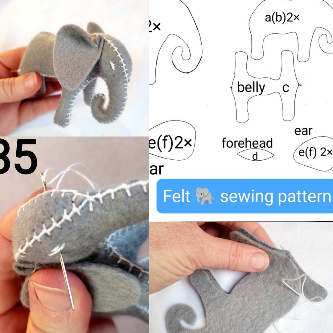 Felt Elephant Pattern instant Download, Stuffed Elephant Pattern, Make It Yourself, Felt Stuffed ...