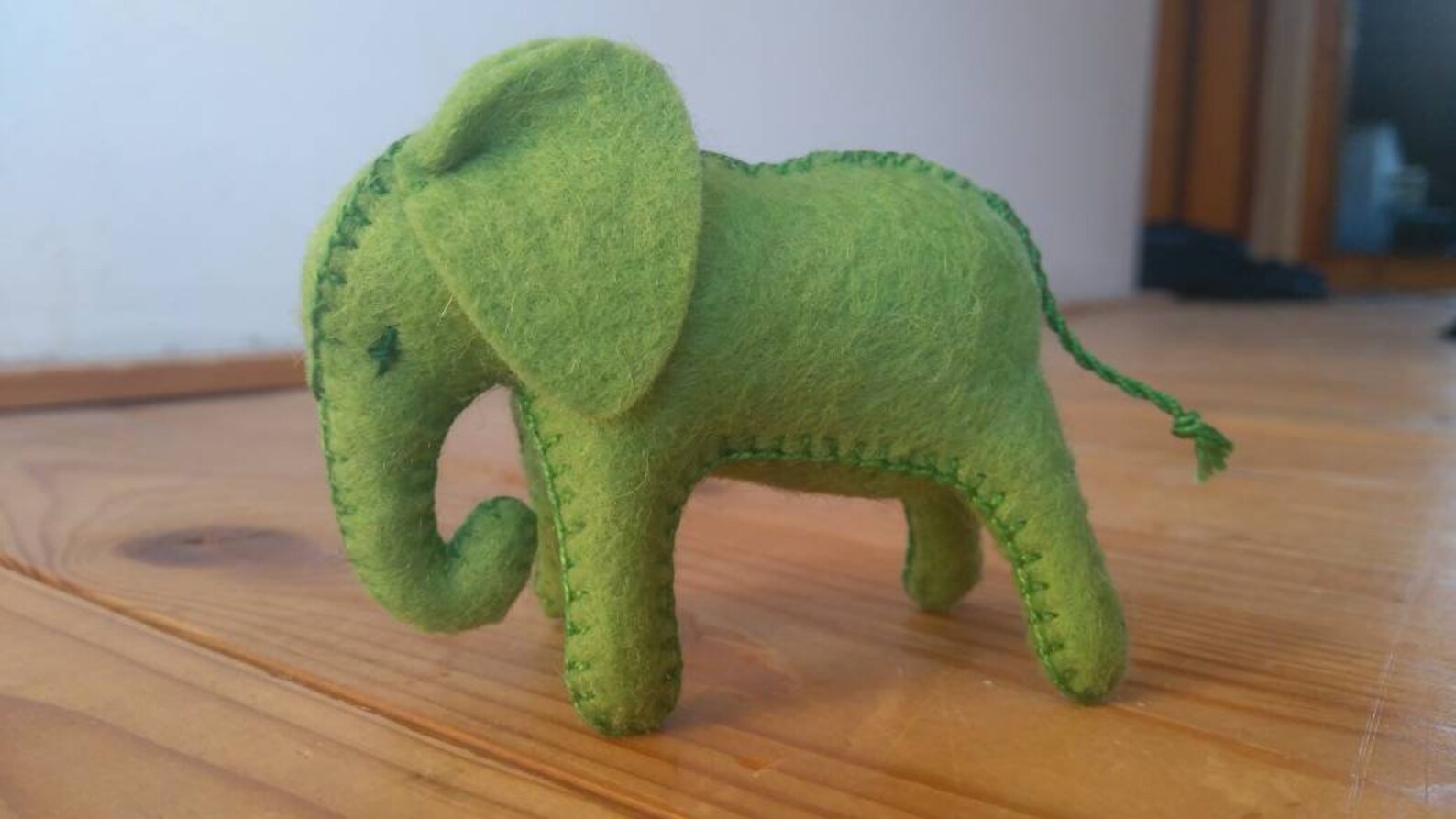 Green Baby Elephant-wool Stuffed Elephant-natural Home Decor-gift for ...