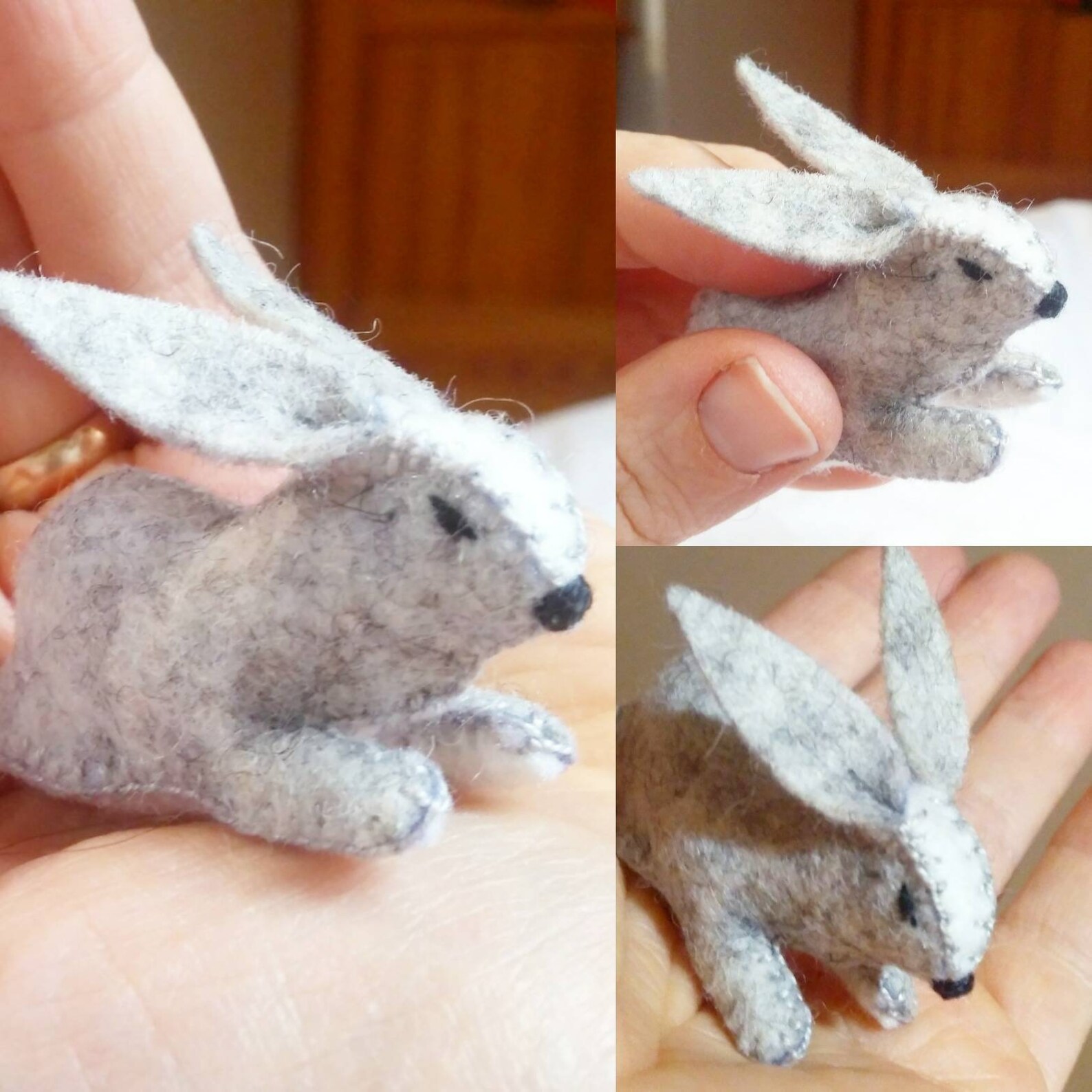 Bunny Rabbit Wool Rabbits Easter Bunnywool Felt Bunny | Etsy