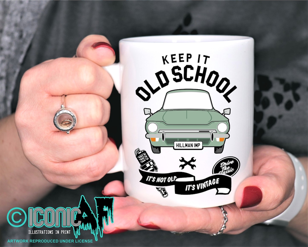 Personalised number Plate Keep It Old School Motif & Retro Hillman Imp ...