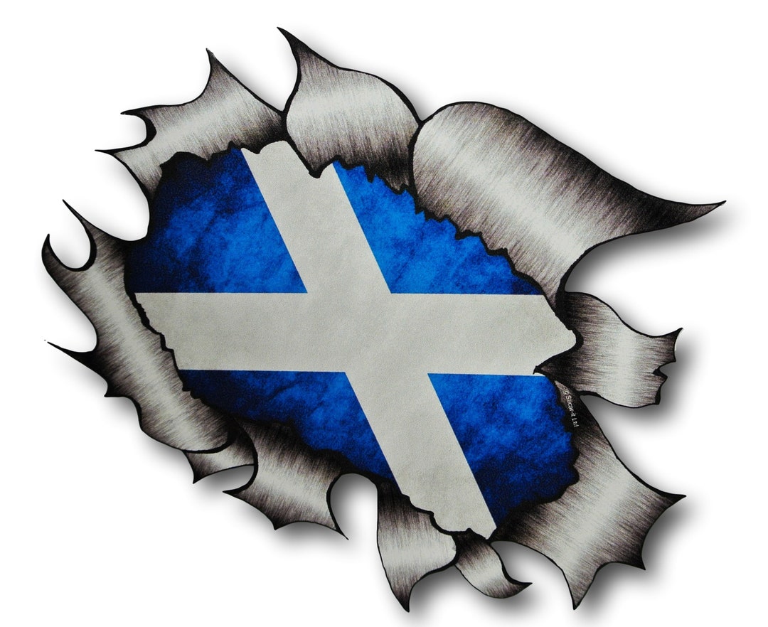 Licensed Ripped Torn Metal Rip Design With Scotland Scottish Saltire St ...
